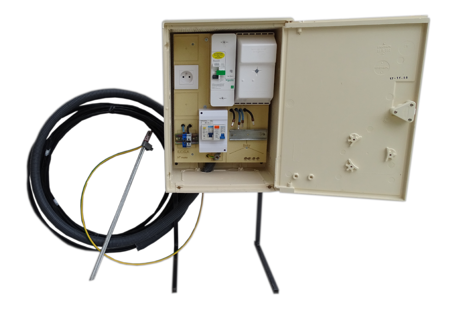 Coffret monophasé équipé souterrain + 3m de cable - ecga shop